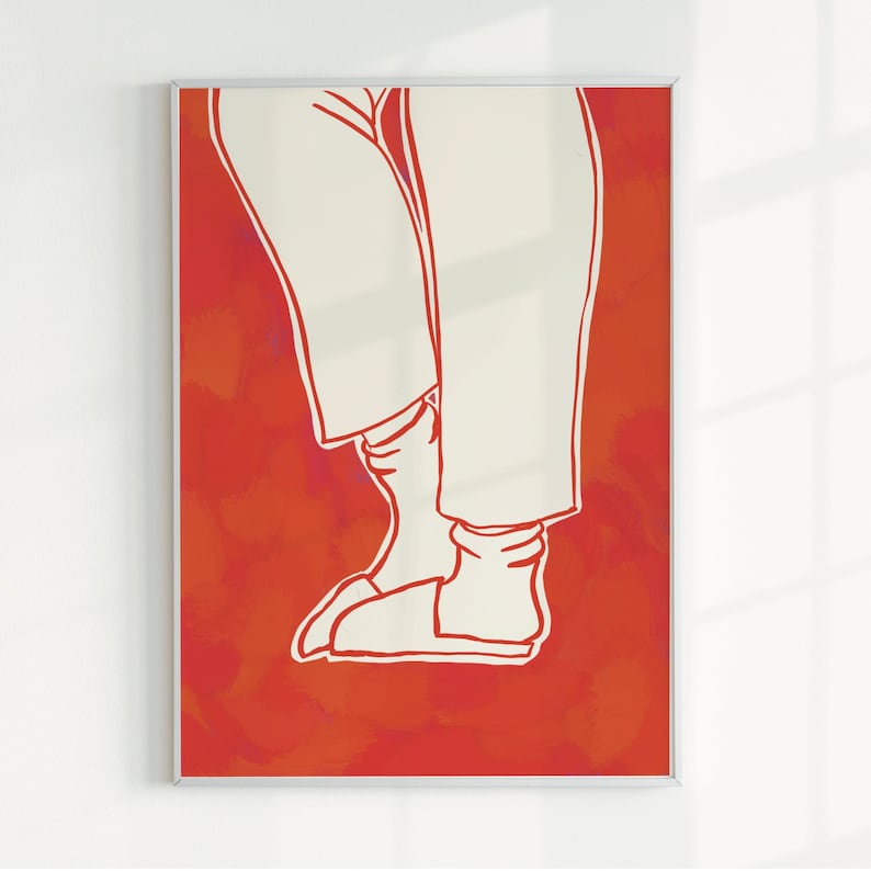 Maximalist People Portrait Print Modern Handmade Prints Eclectic Red ...