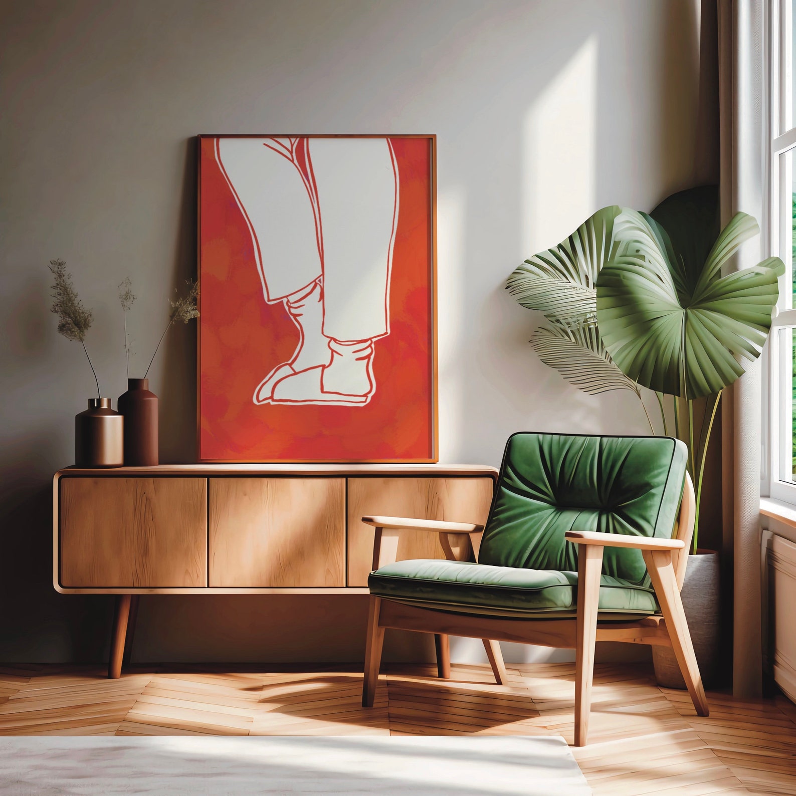 Maximalist People Portrait Print Modern Handmade Prints Eclectic Red ...