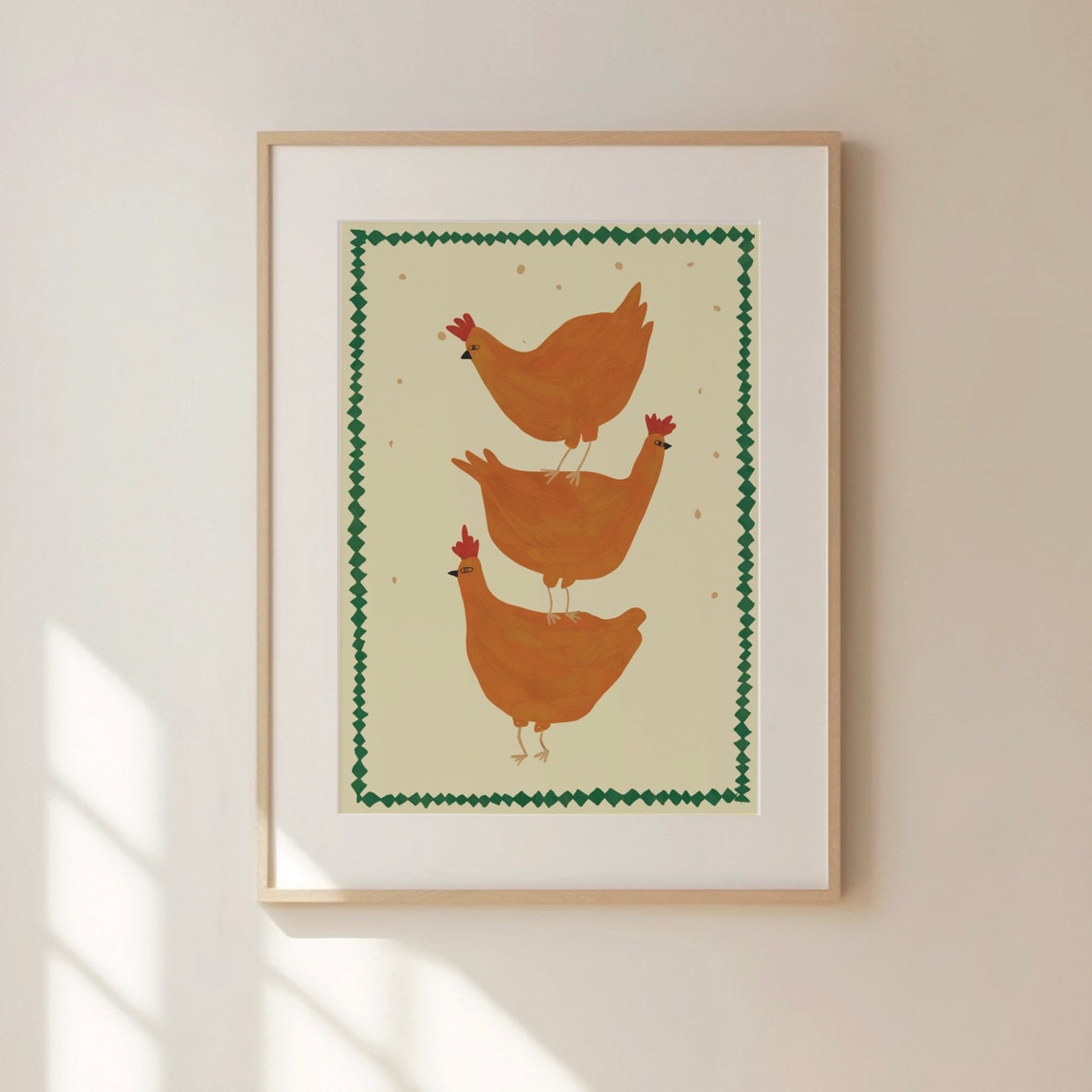 Cottage Core Wall Art, Chicken Print, Farmhouse Wall Decor, Boho ...