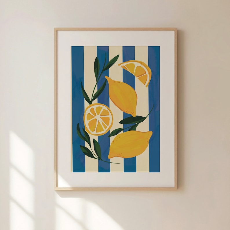 Maximalist Lemon Art, Mediterranean Wall Decor, Greece Citron Wall Art ...