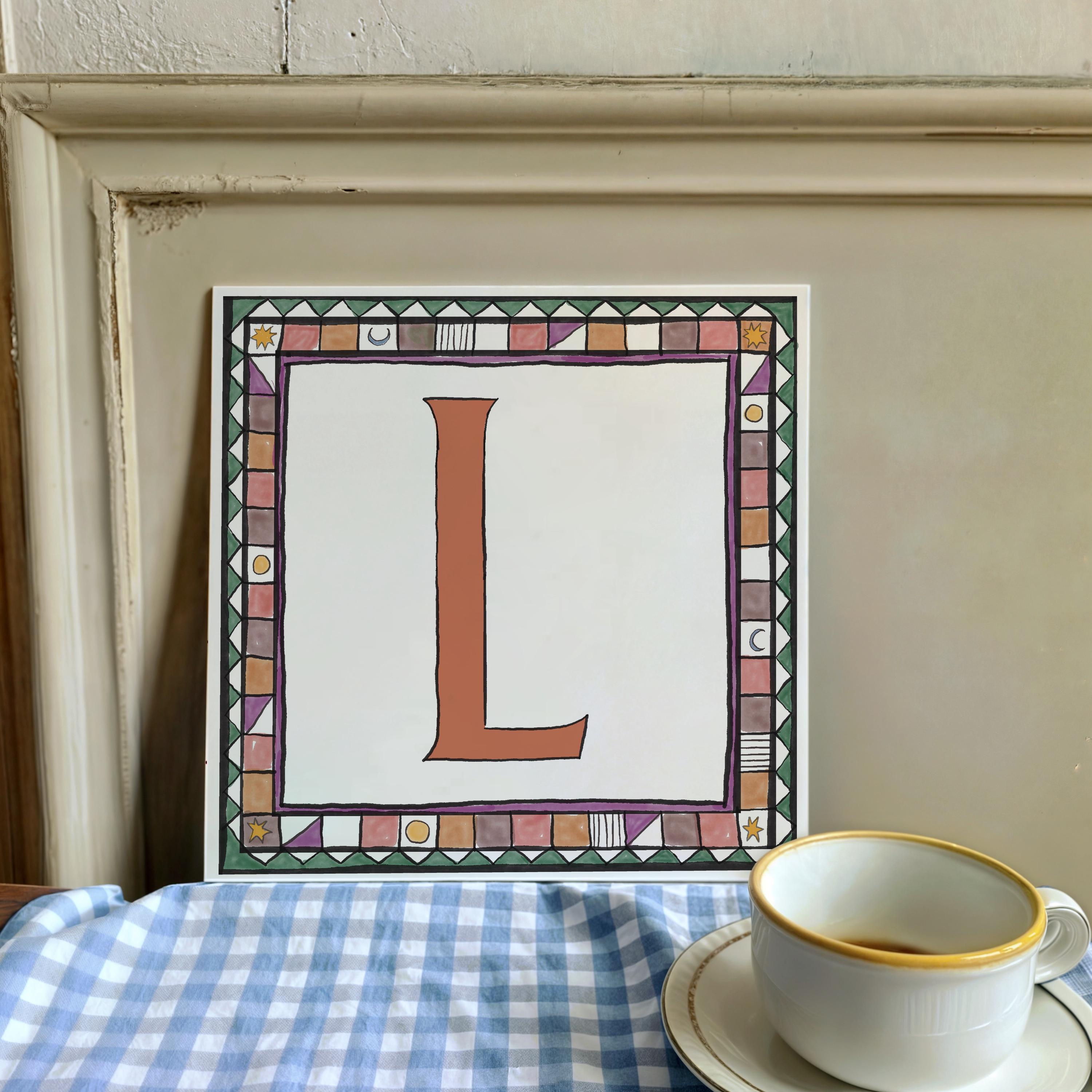 L Initial Print Decor, Nursery Letter Wall Art, New Born Baby Gift ...
