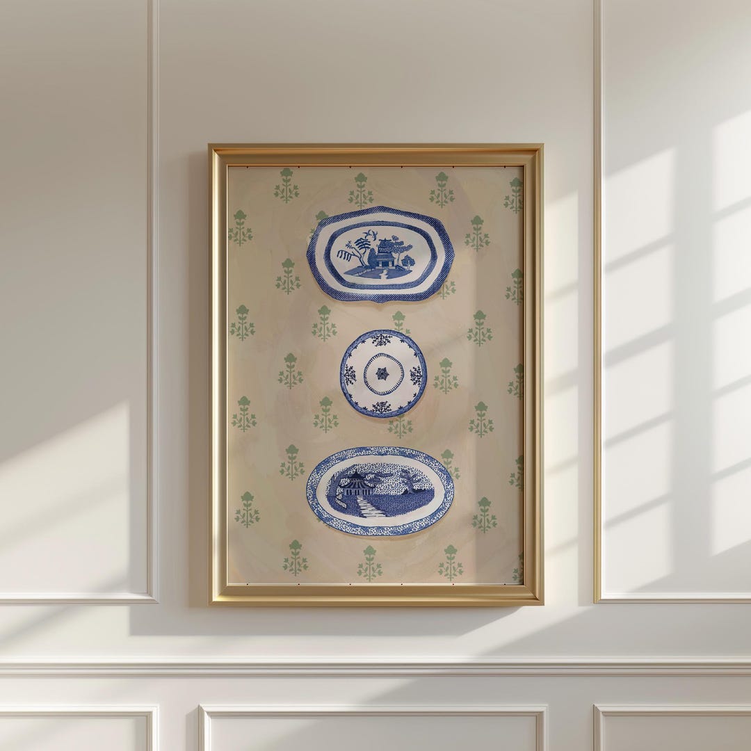Vintage Plates Printable, Kitchen Wall Art, English Kitchen Art ...