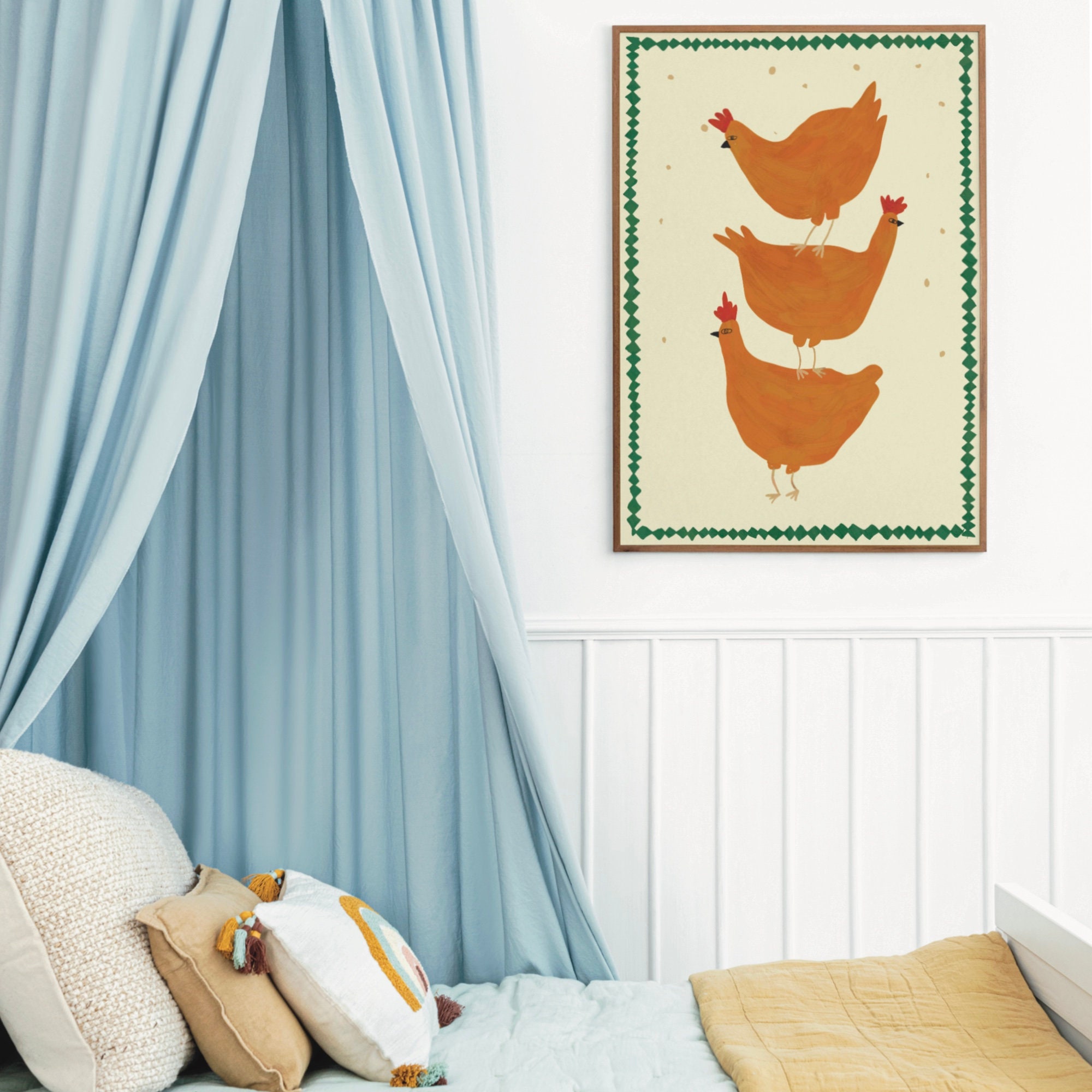 Cottage Core Wall Art, Chicken Print, Farmhouse Wall Decor, Boho ...