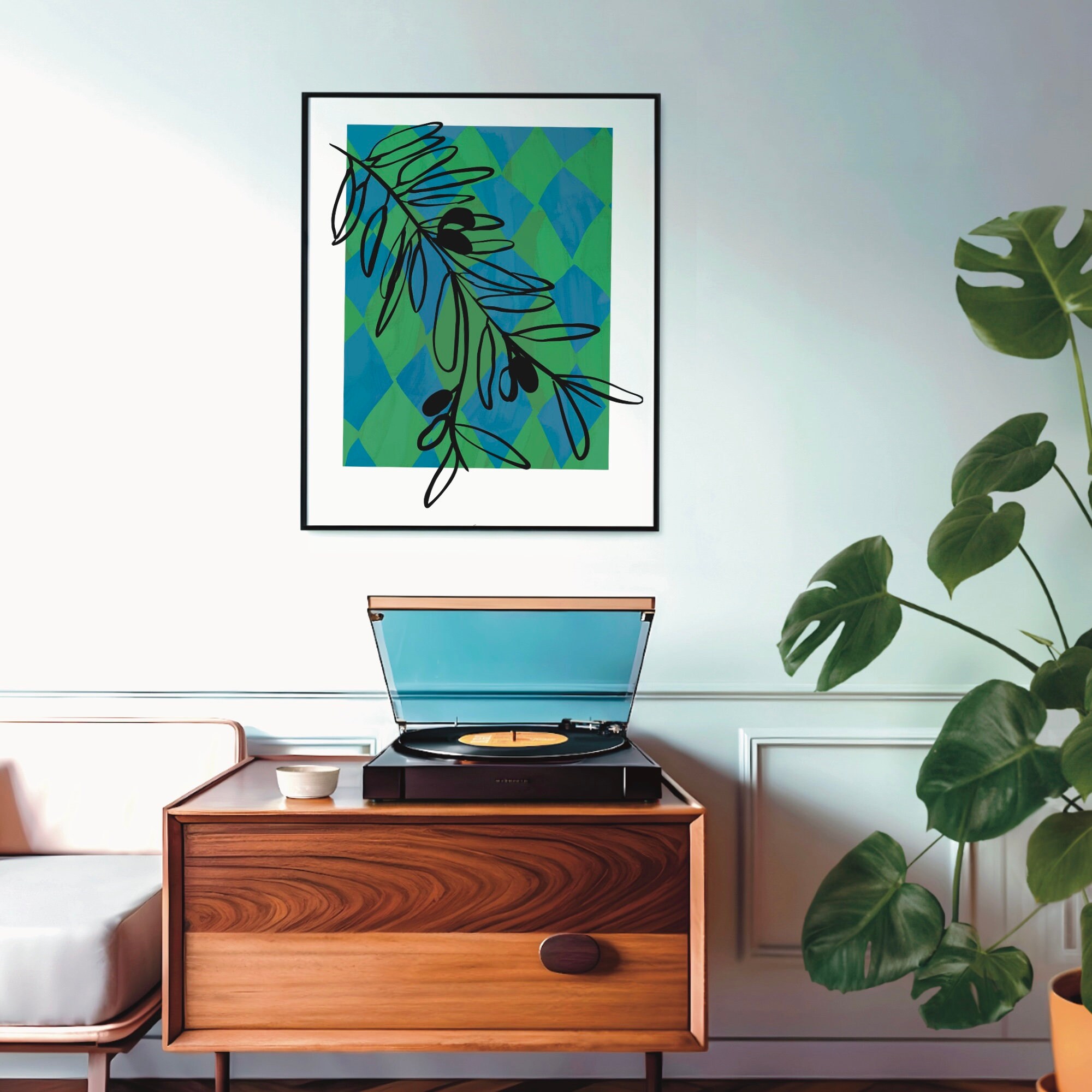 Modern Olive Art Print Maximalist Handmade Mediterranean Art Kitchen ...