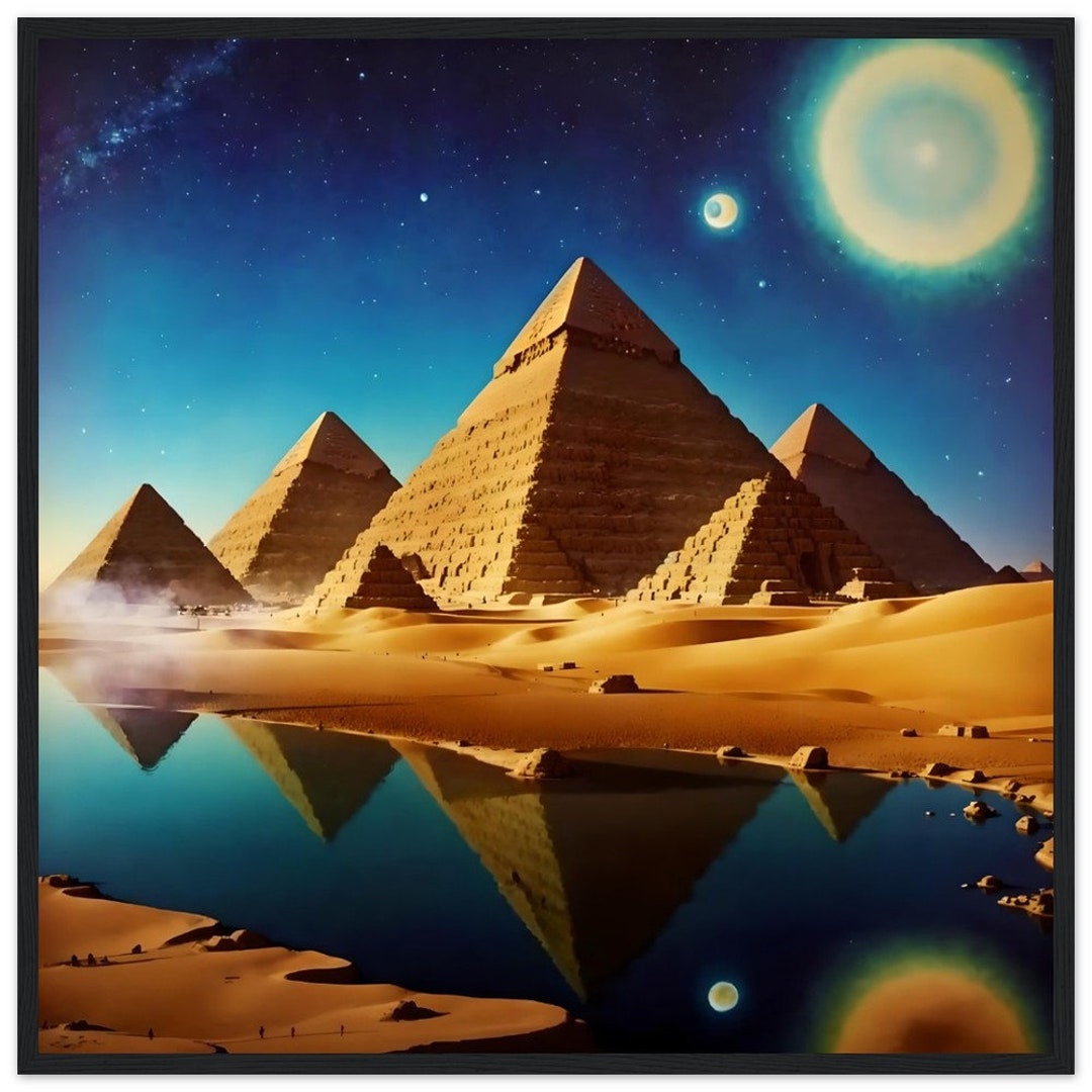Stunning Painting of the Pyramids of Egypt Premium Matte Paper Wooden ...