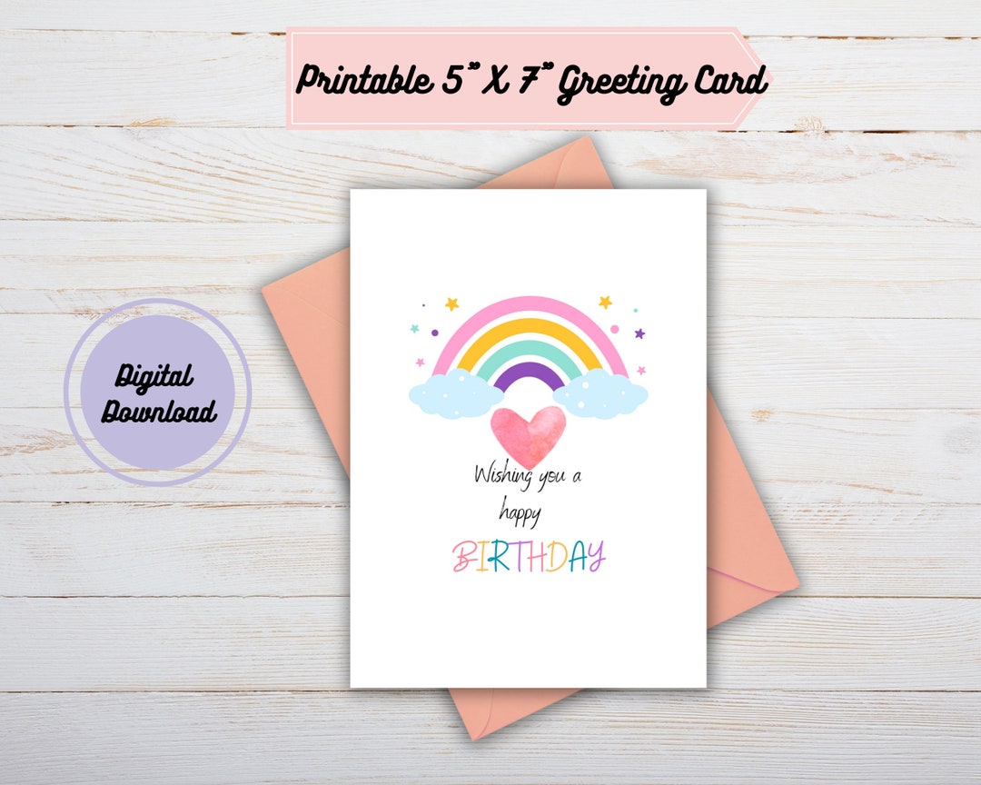 Happy Birthday Printable Greeting Card - Etsy