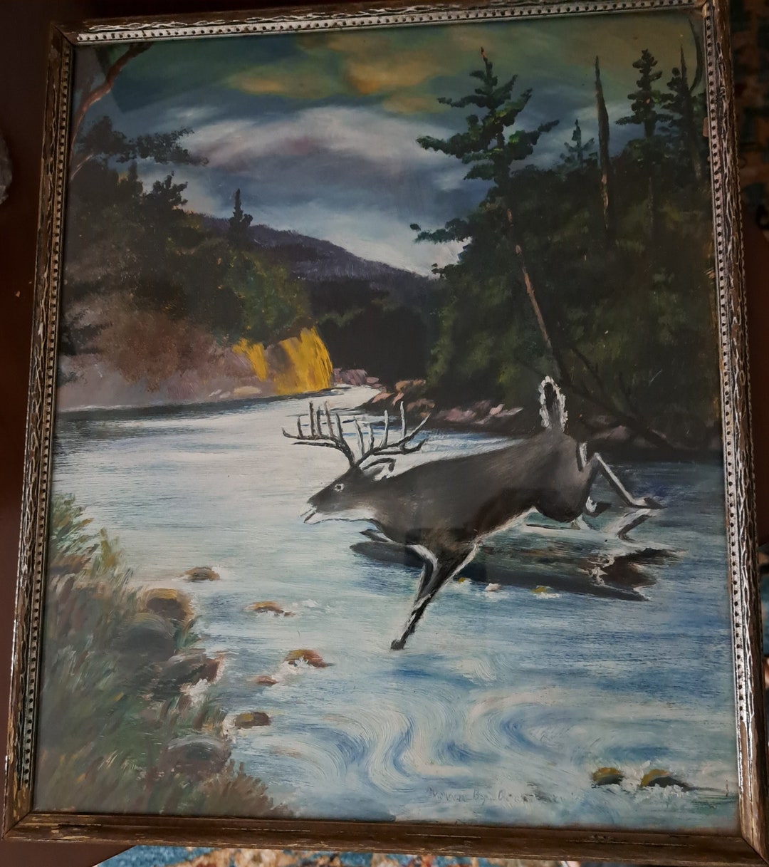 Early 20th Century Original Artwork. Deer Prancing in the Woods - Etsy