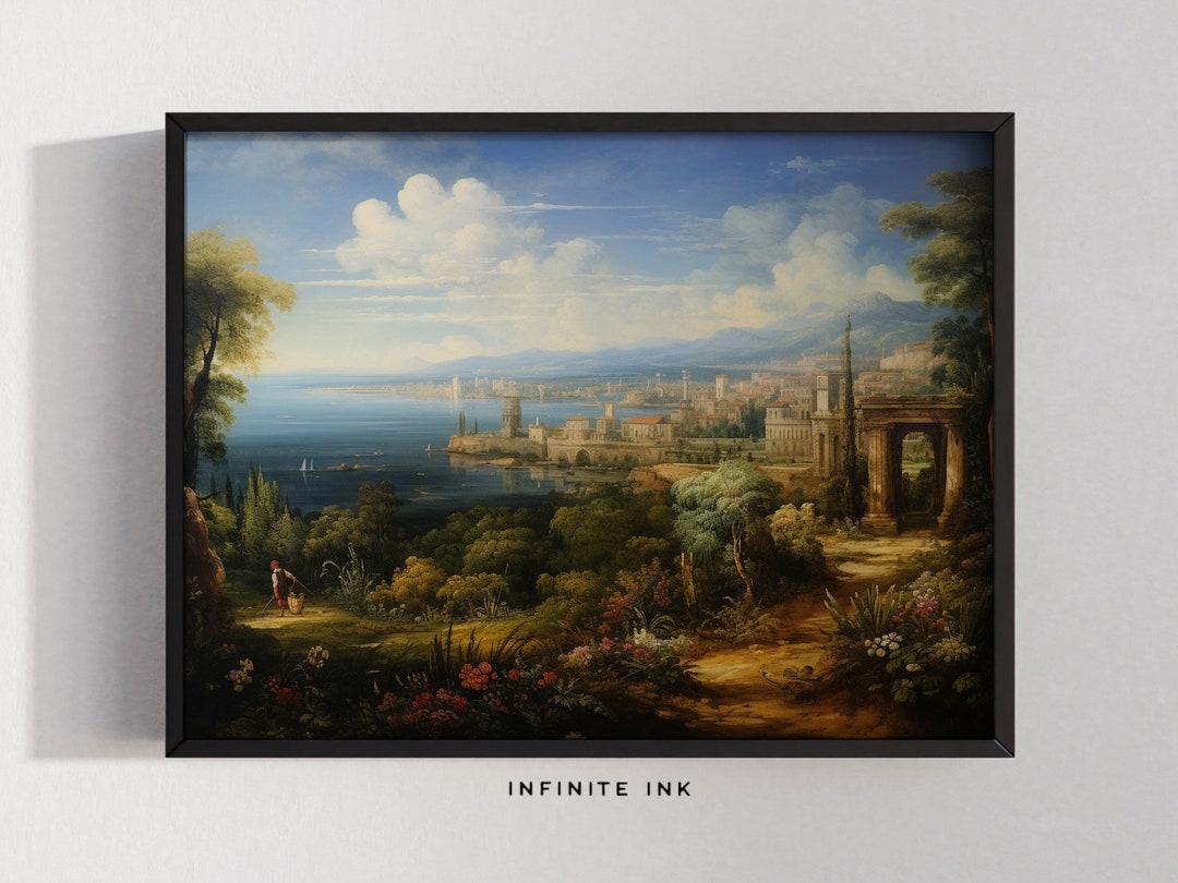 Printable Oil Painting, Renaissance Landscape Art Scene, Digital ...