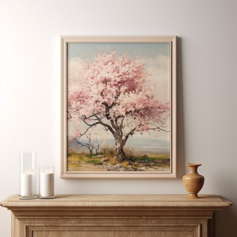 Cherry Blossom Vintage Printable Wall Art Oil Painting Cherry Tree - Etsy