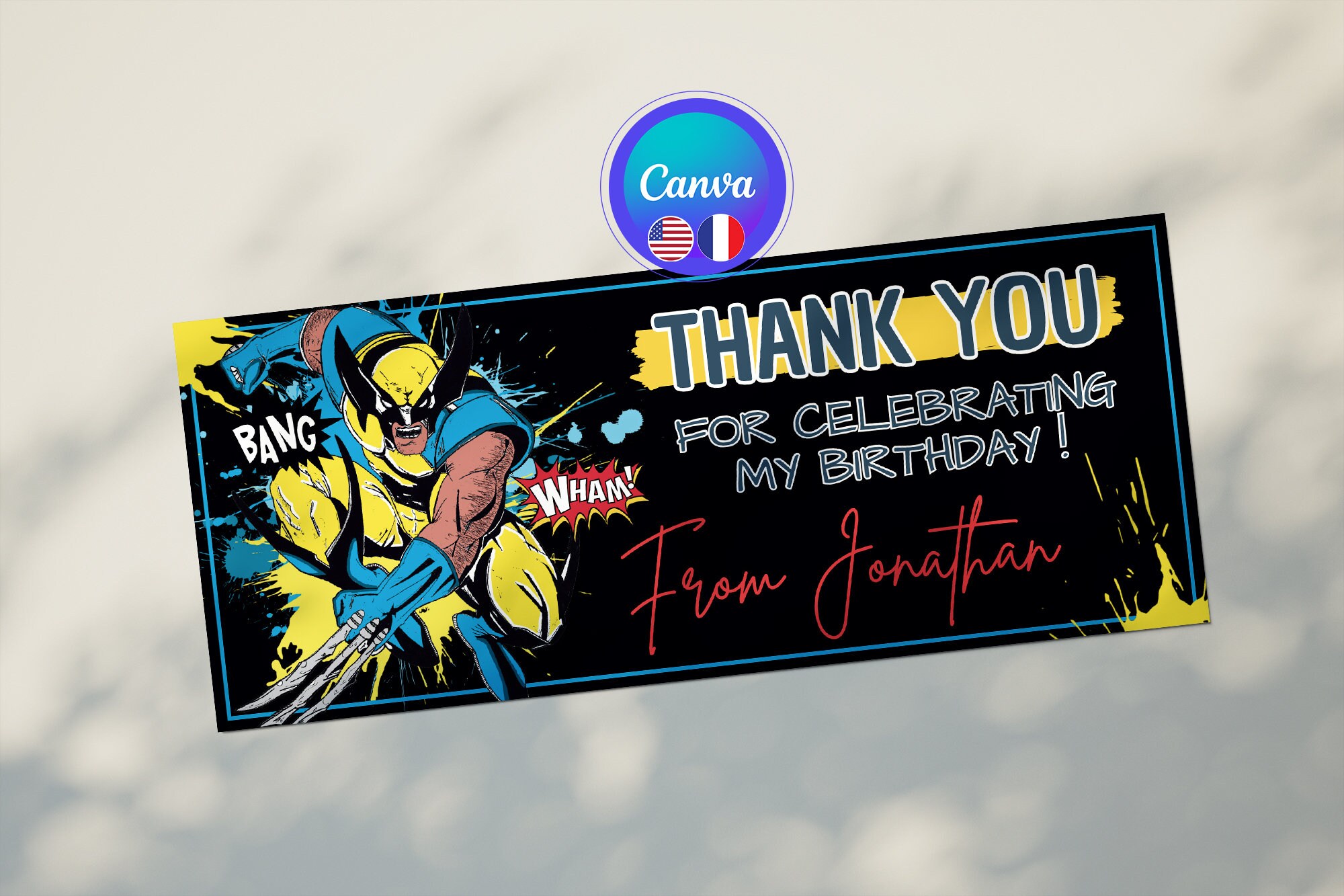 Minimalist Wolverine Thank You Card Template Editable and Printable ...