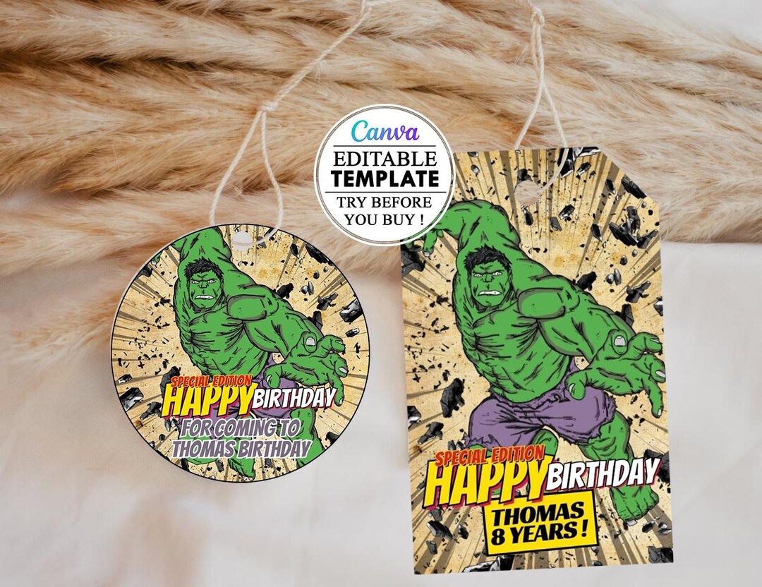 Round Favor Tag Template, Hulk Round Tag, Wolverine Square Tag ...