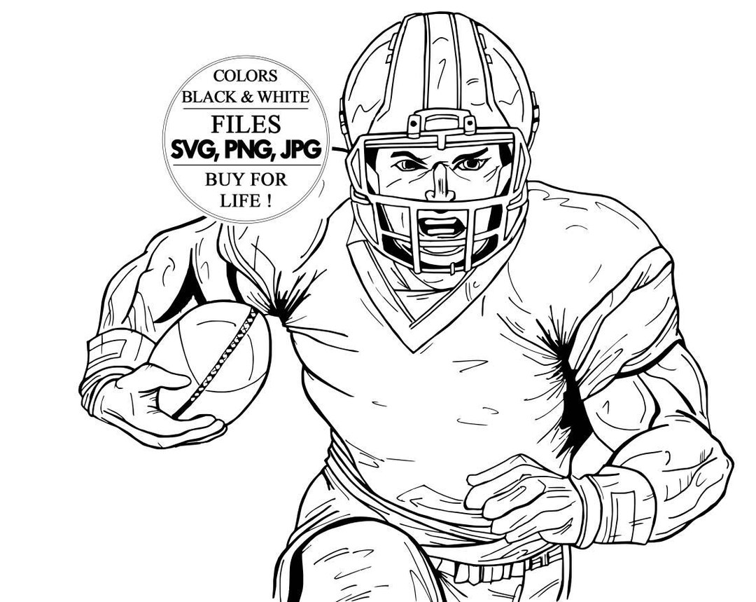 SVG File Kids Coloring Sheet Football Instant Download, Clipart ...