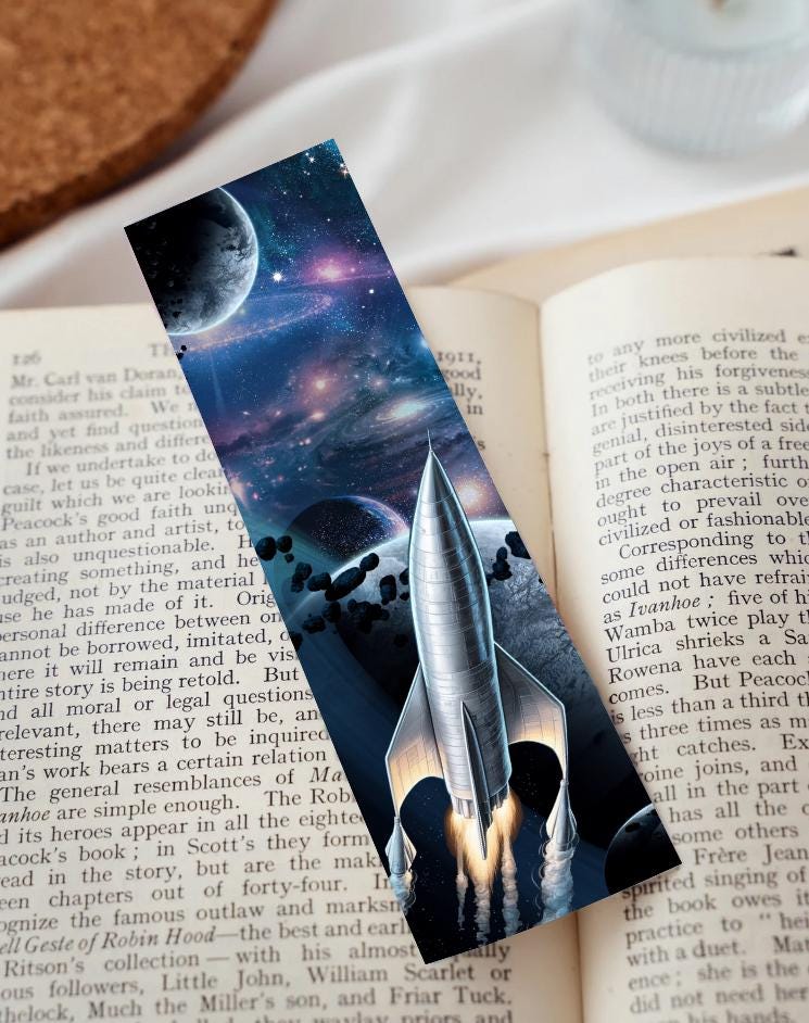 Bookmarks Space Rockets, Digital Print, Stationery for Book, Gift ...
