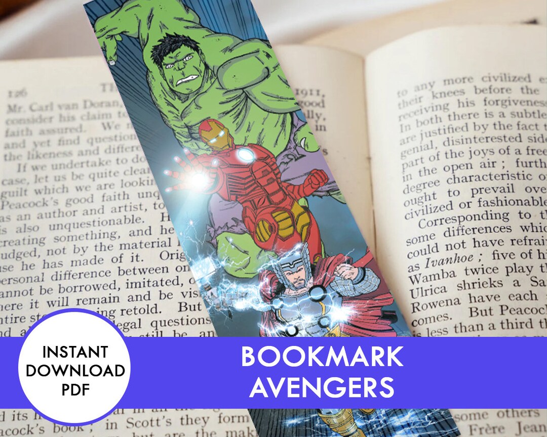 Avengers Bookmarks, Digital Print, Stationery, Book Lovers, Book Gift ...