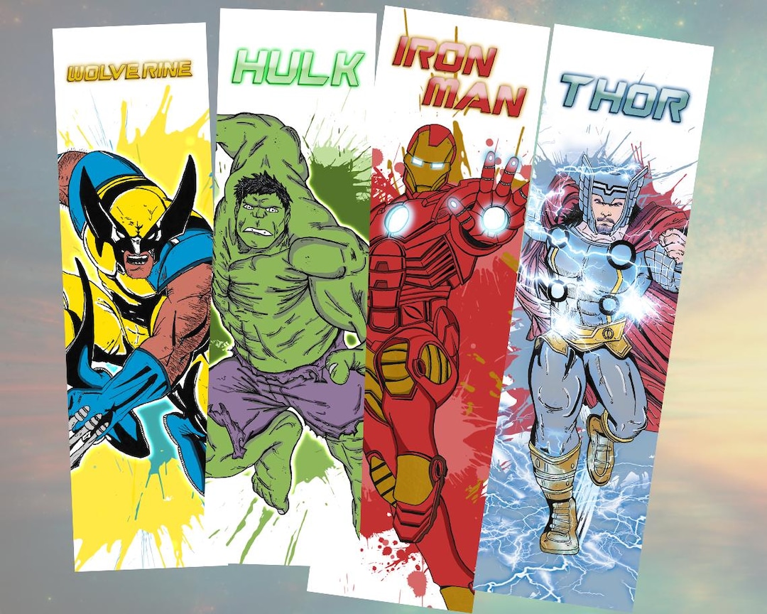 Superhero Bookmark Sets, Digital Printing, Stationery, Book Lovers ...