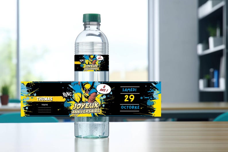 Wolverine Kids Birthday Water Bottle Label, Wolverine Kids Water Bottle ...
