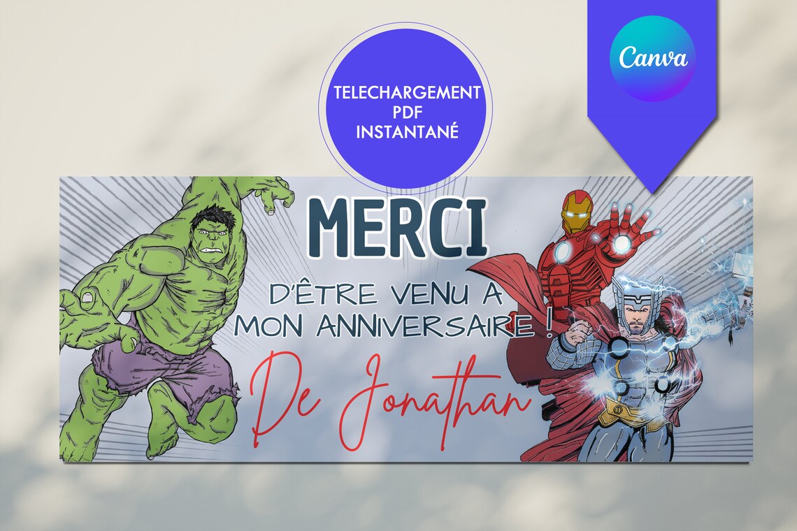 Avengers Birthday Thank You Card Template, Minimalist, Thank You ...