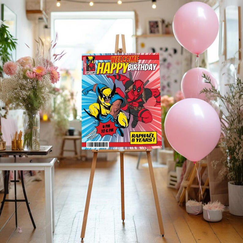 Deadpool Birthday Welcome Sign, Editable Deadpool Welcome Sign Template ...