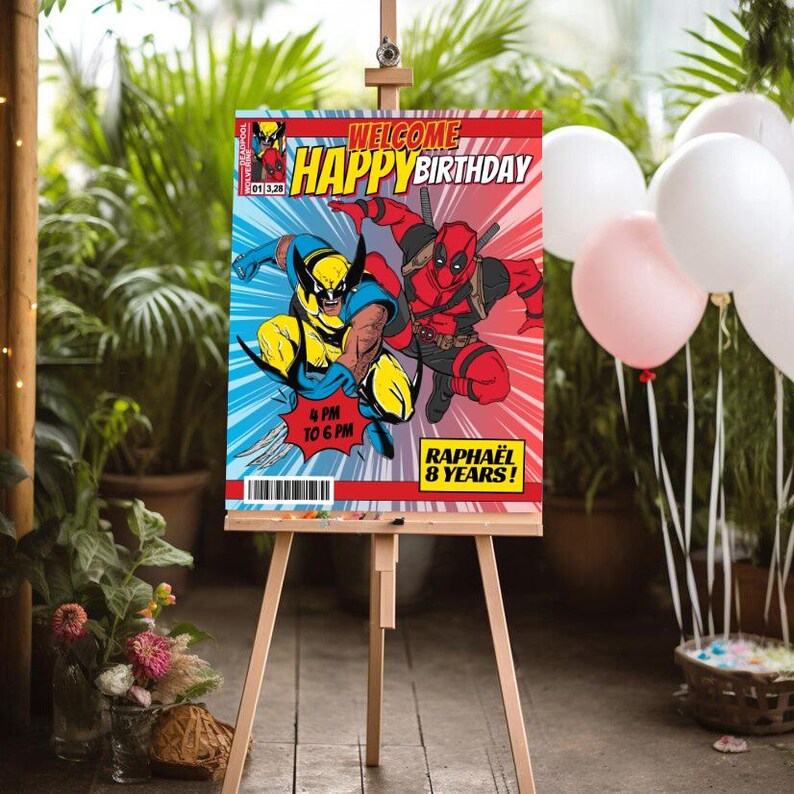 Deadpool Birthday Welcome Sign, Editable Deadpool Welcome Sign Template ...