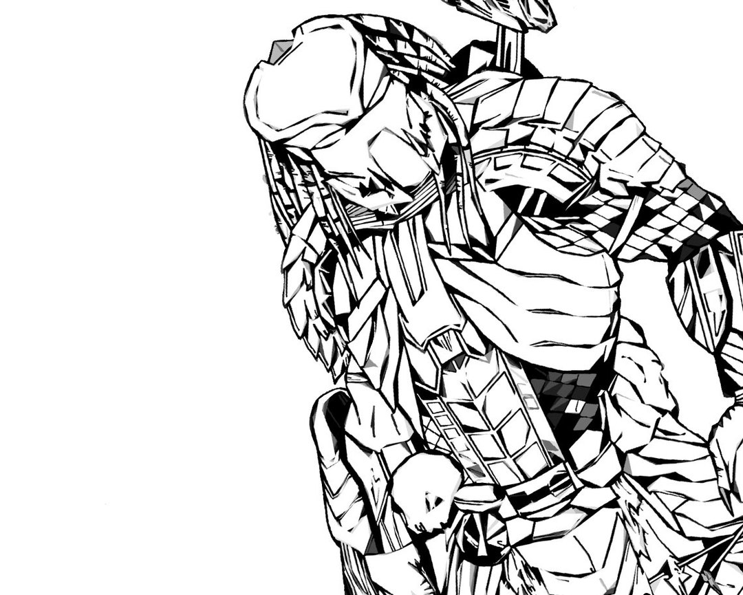 Minimalist, Predator, Fan Art, Digital Printing, Coloring, Black and ...