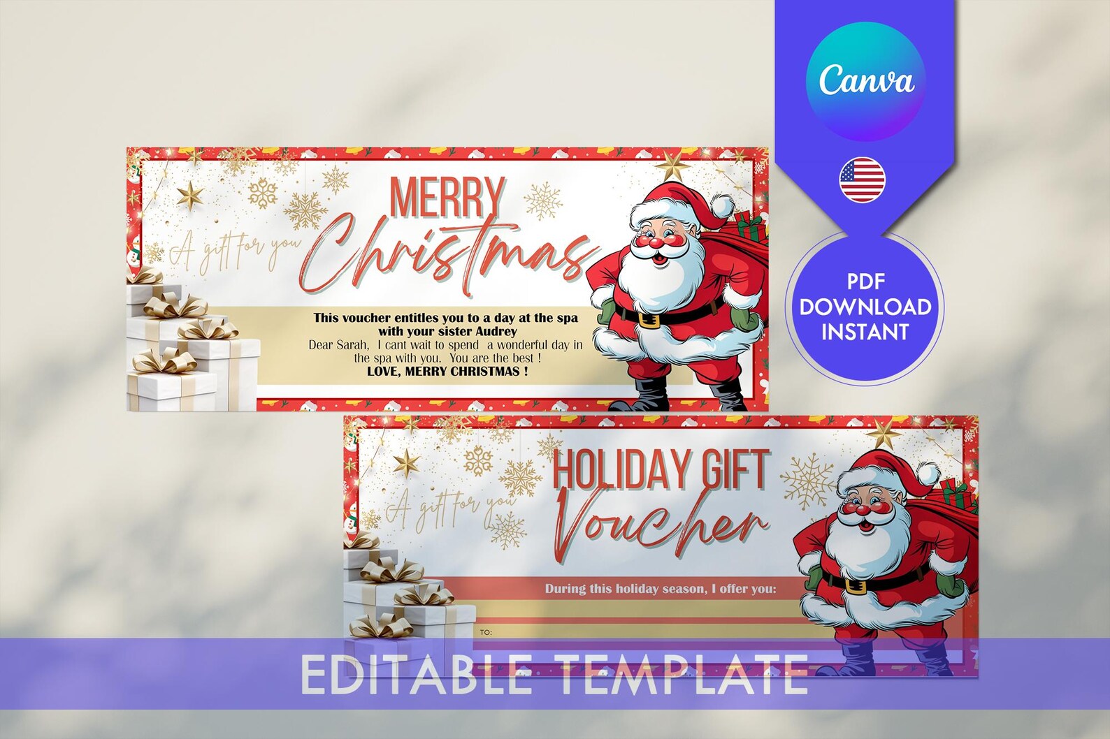 Printable Christmas Gift Voucher Template, Santa Gift Certificate ...