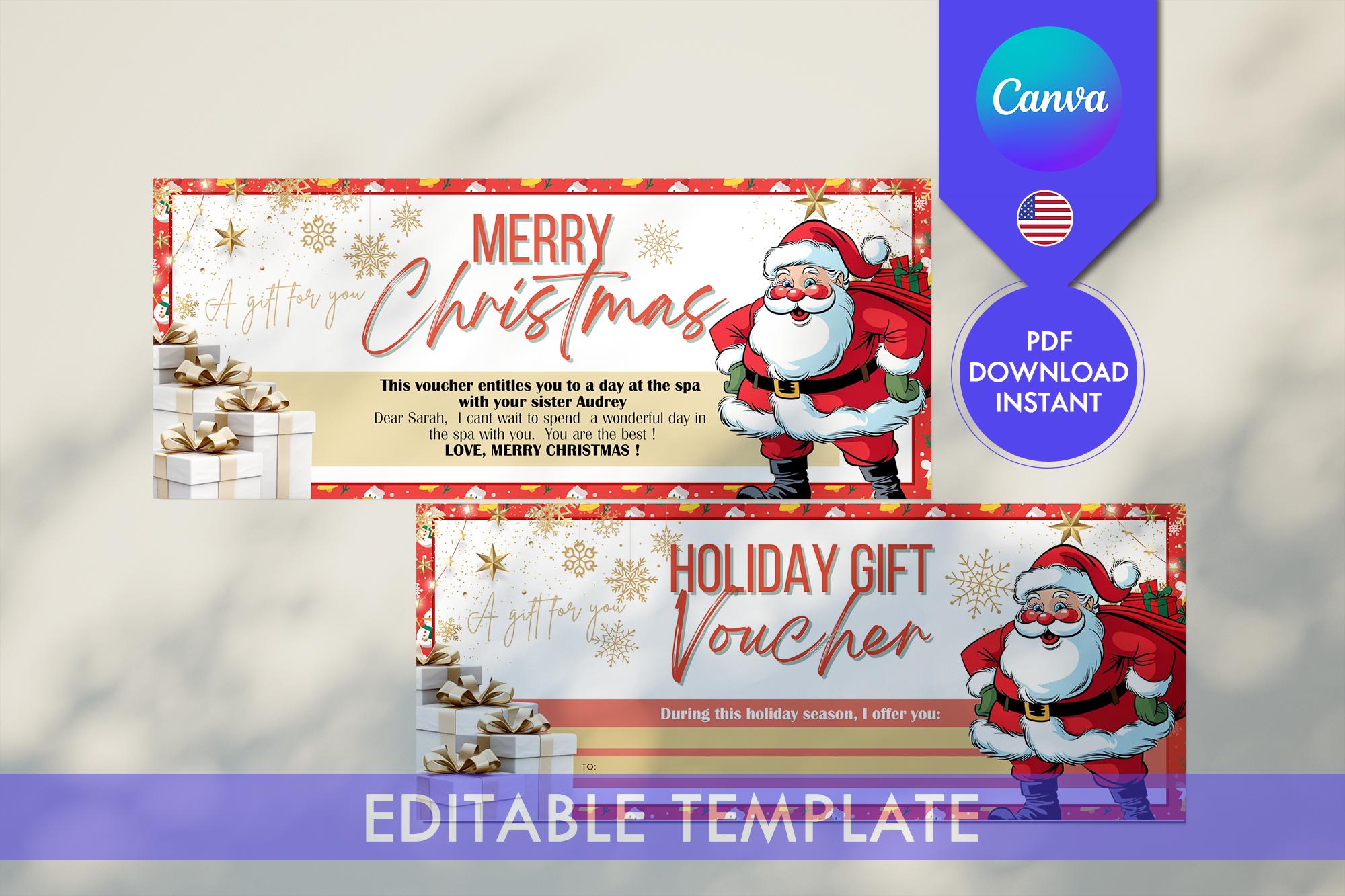 Printable Christmas Gift Voucher Template, Santa Gift Certificate ...