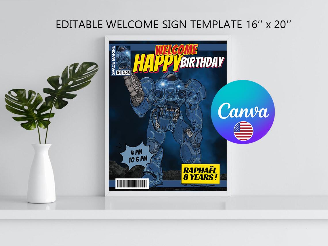 Marine Starcraft Birthday Welcome Sign, Editable Welcome Plaque ...