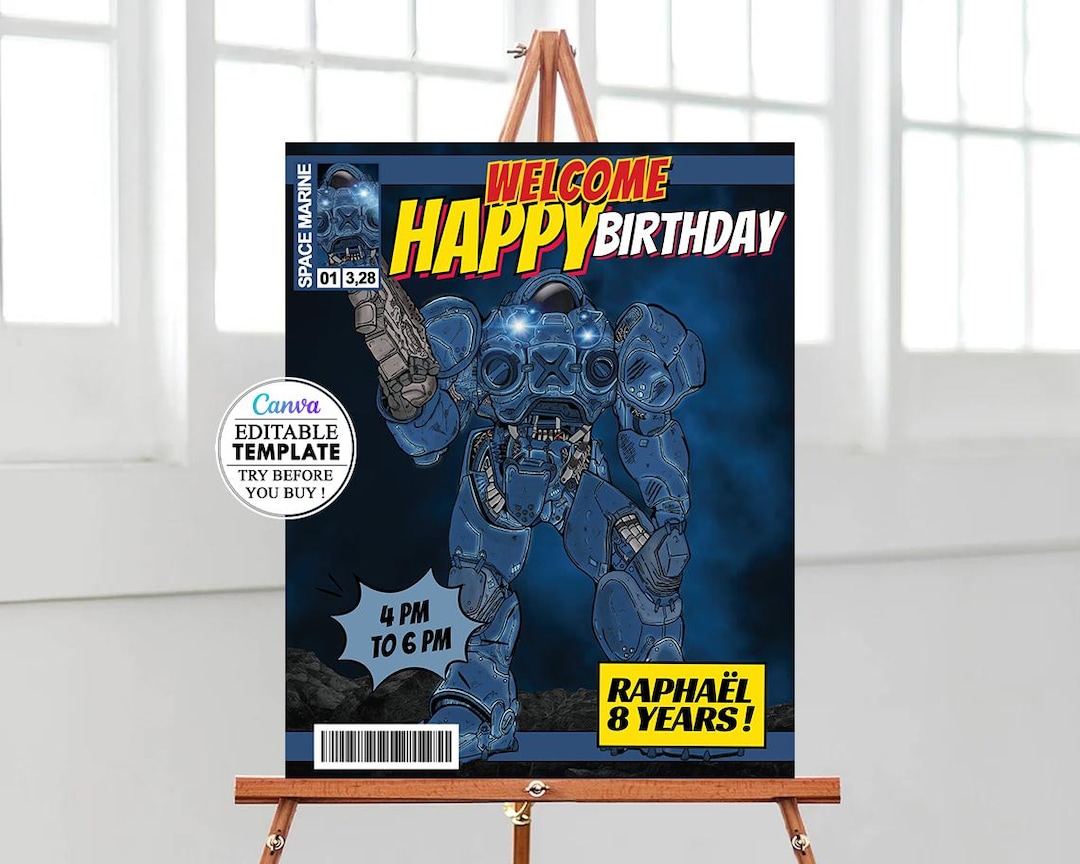 Marine Starcraft Birthday Welcome Sign, Editable Welcome Plaque ...