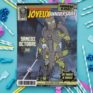 Predator Birthday Card, Kids Birthday Party Invitation Card Editable ...