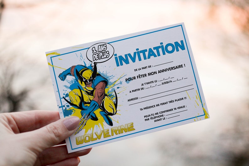 Pack / Wolverine Birthday Party Invitation Card / Wolverine Birthday ...
