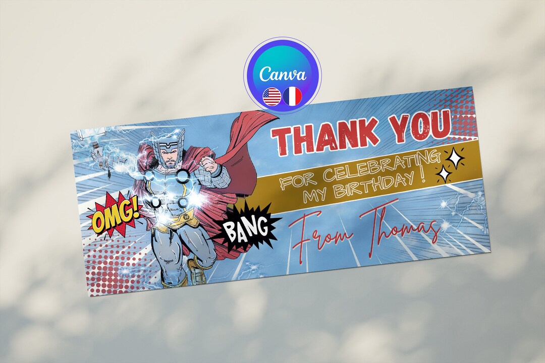 Minimalist Thor Thank You Card Template Editable and Printable Instant ...