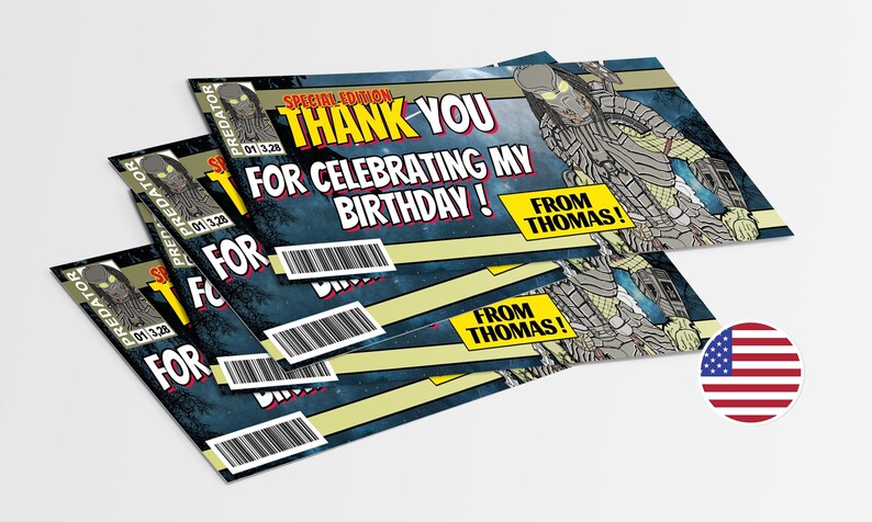 Predator Comics Birthday Card, Kids Birthday Party Card Invitation ...