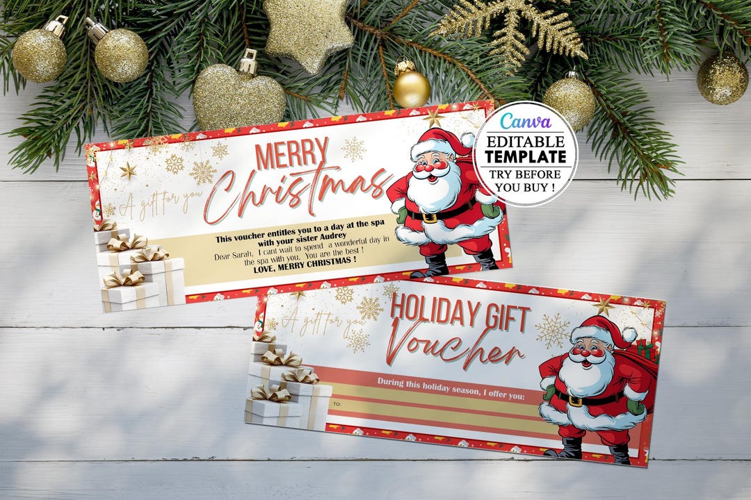 Printable Christmas Gift Voucher Template, Santa Gift Certificate ...