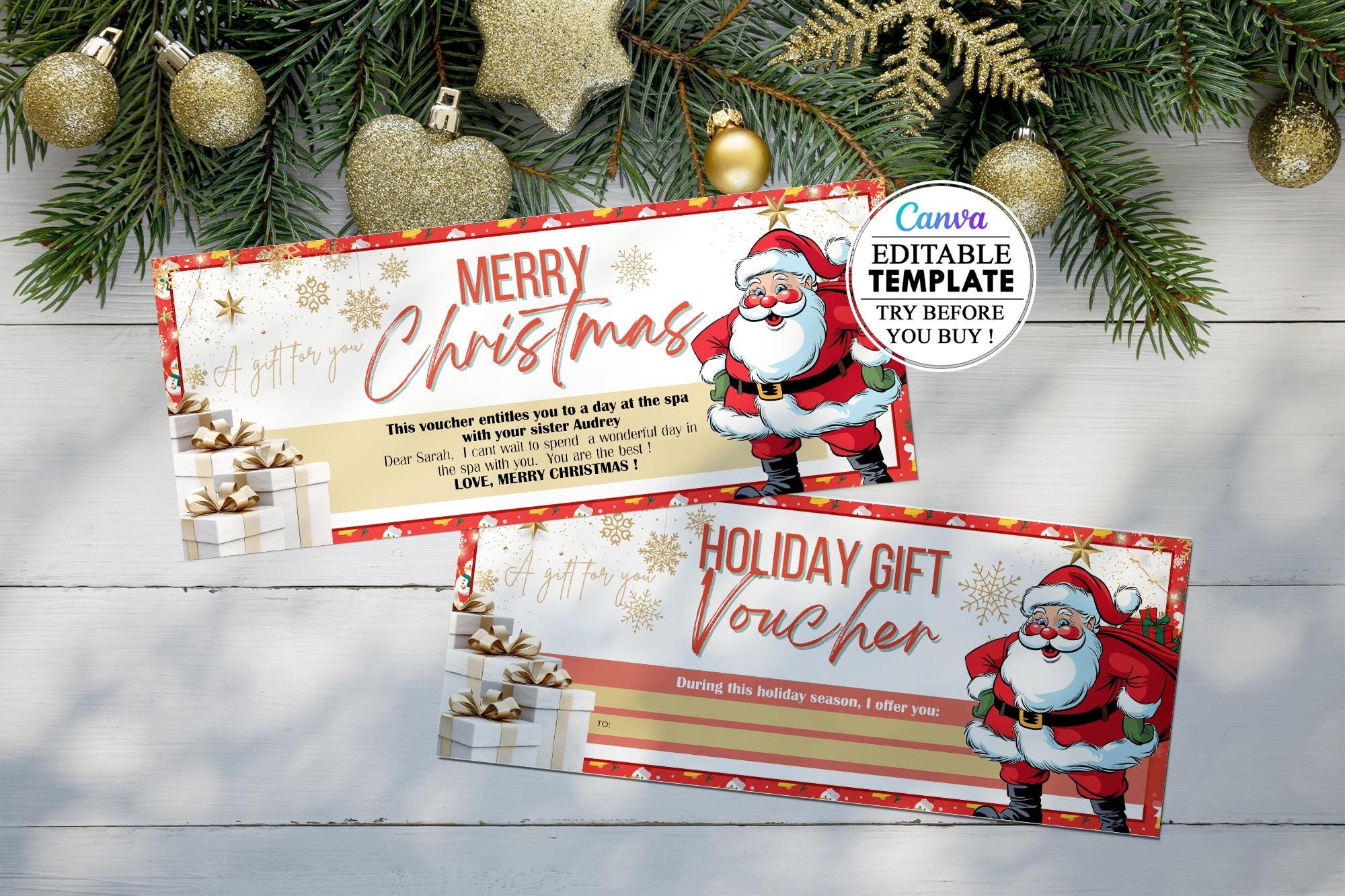 Printable Christmas Gift Voucher Template, Santa Gift Certificate ...
