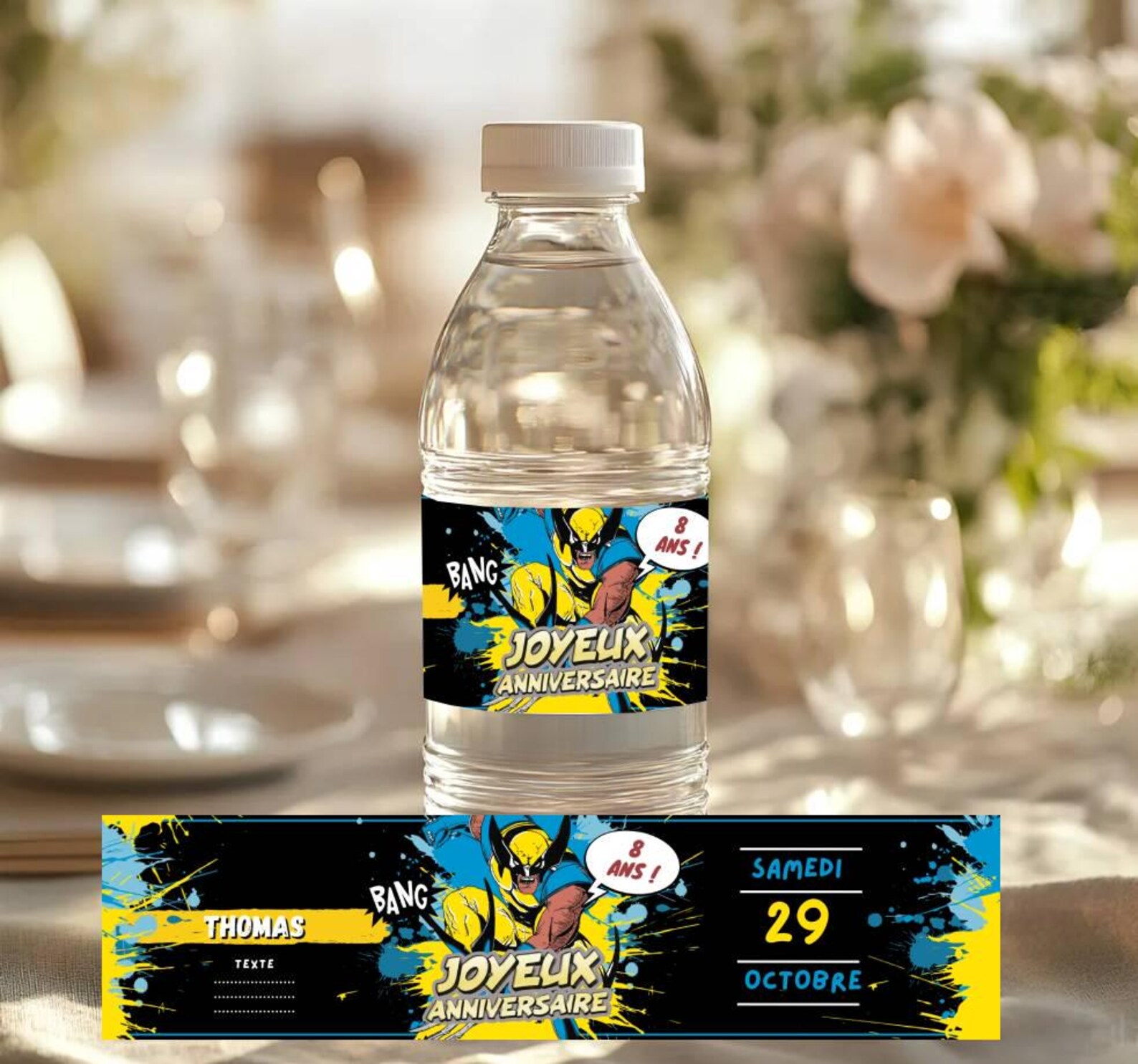 Wolverine Kids Birthday Water Bottle Label, Wolverine Kids Water Bottle ...