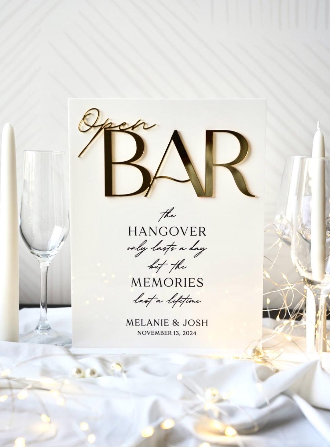 Custom Acrylic Bar Sign: Minimalist Wedding Decor (8.5" X 11") - Etsy