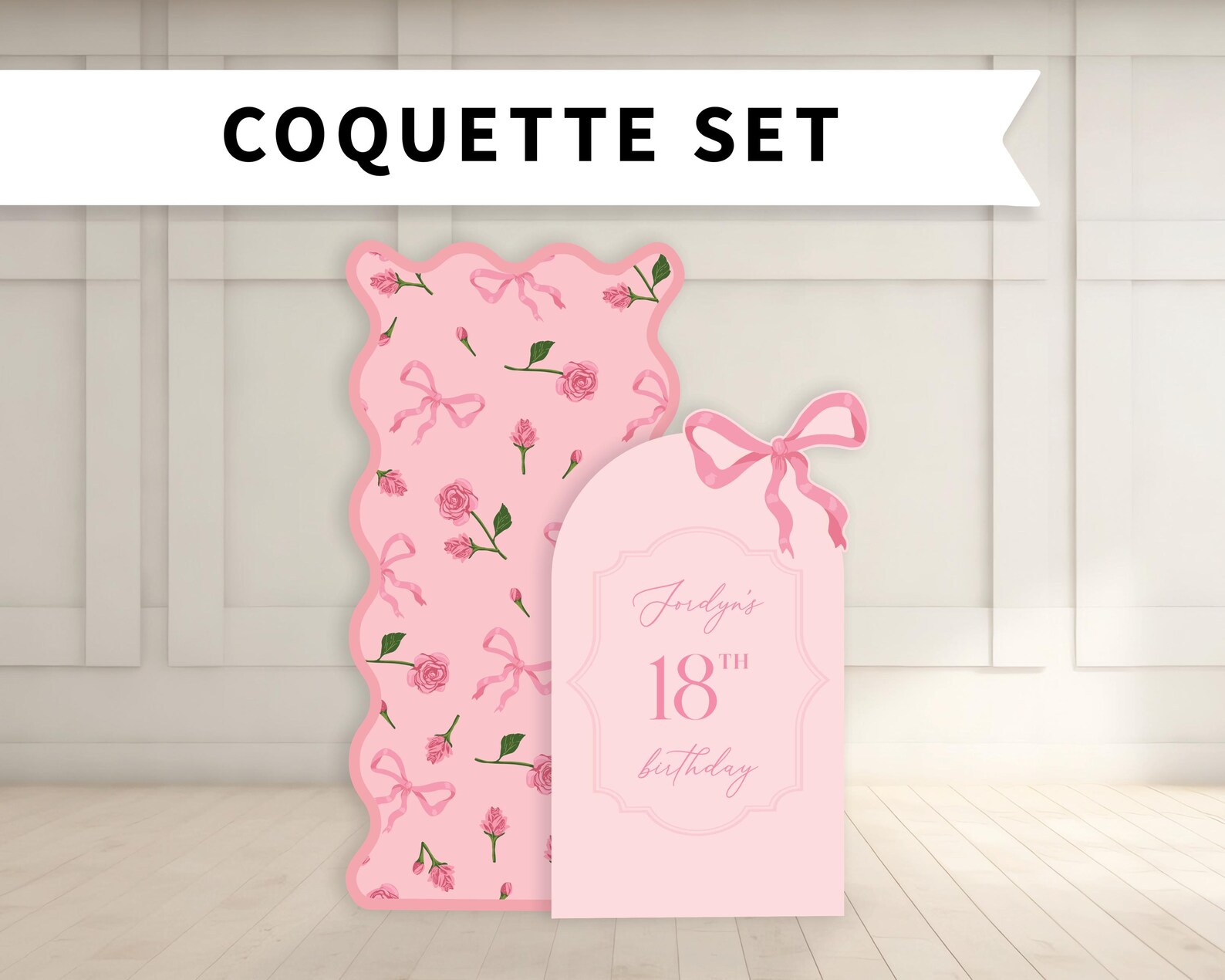 Coquette Birthday Large Backdrop Bow Cutout Foam Board With Stands ...