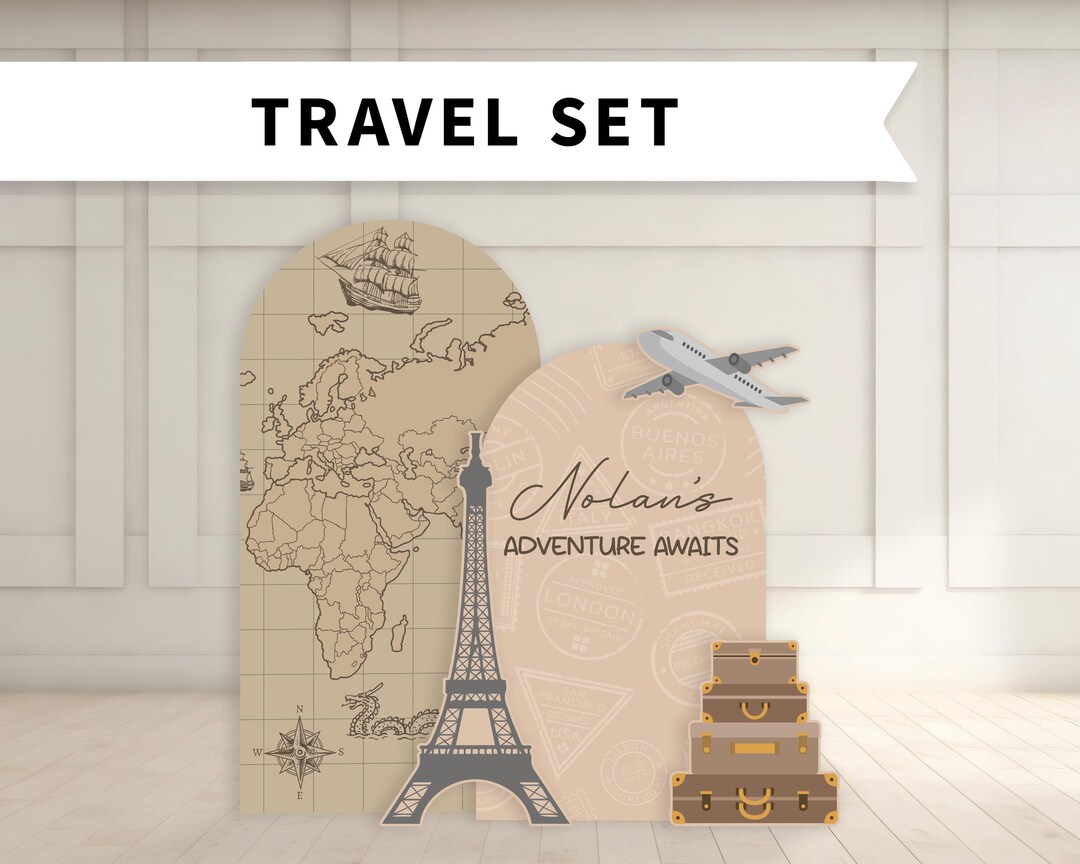 Travel Birthday Large Backdrop Adventure Awaits Cutout Foam Board With ...