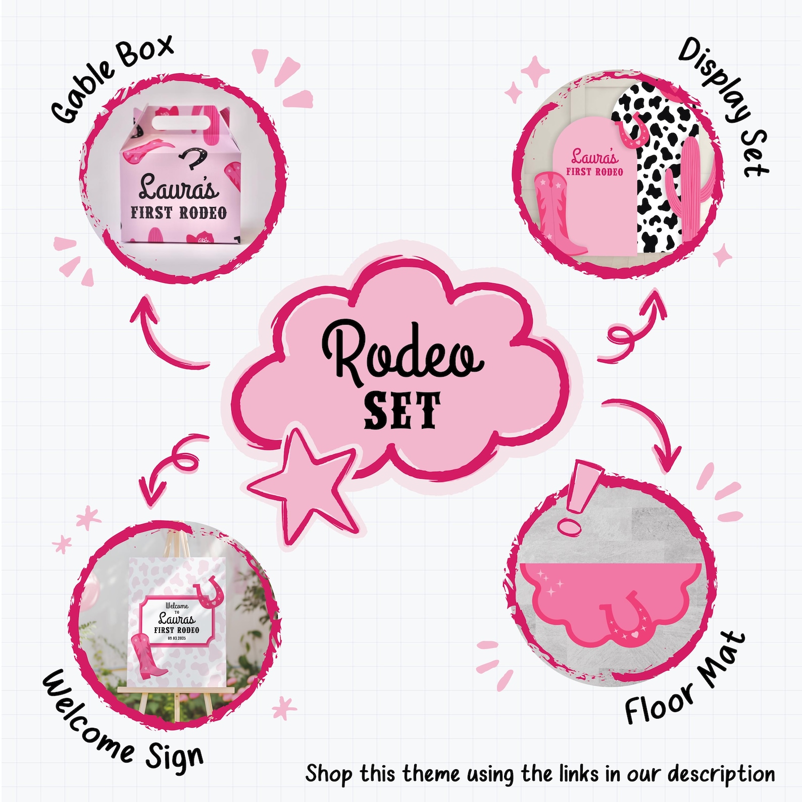 Pink Rodeo Birthday Favor Boxes: Custom Printed Gable Boxes - Etsy