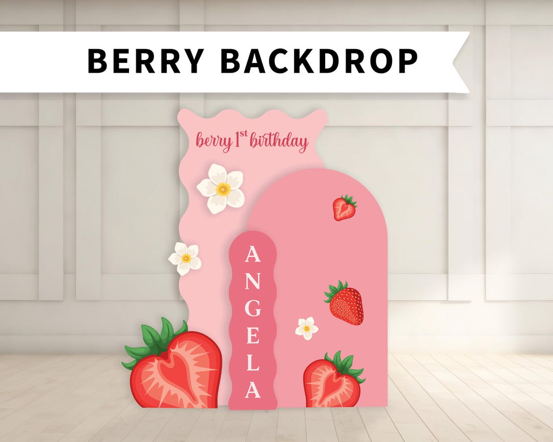 Strawberry Birthday Large Backdrop Berry First Birthday Backdrop Foam ...