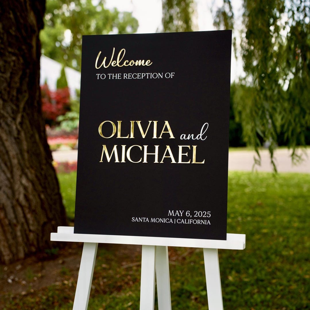 Custom Acrylic Wedding Welcome Sign: 3D Gold Lettering - Etsy