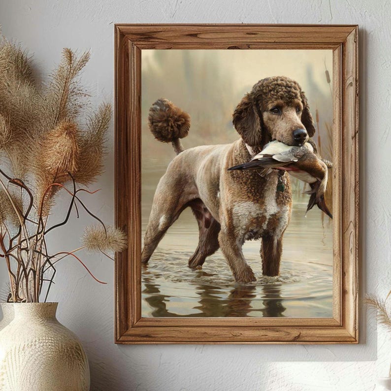 Standard Poodle Hunting Art Digital Print Working Dog Series Duck ...