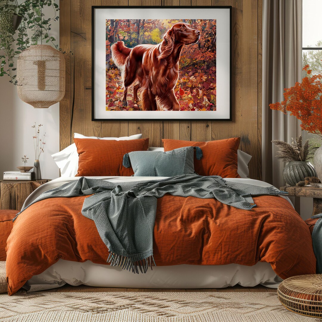 Irish Setter Digital Art Print Hunting Dog Decor Vibrant Wall Art for ...