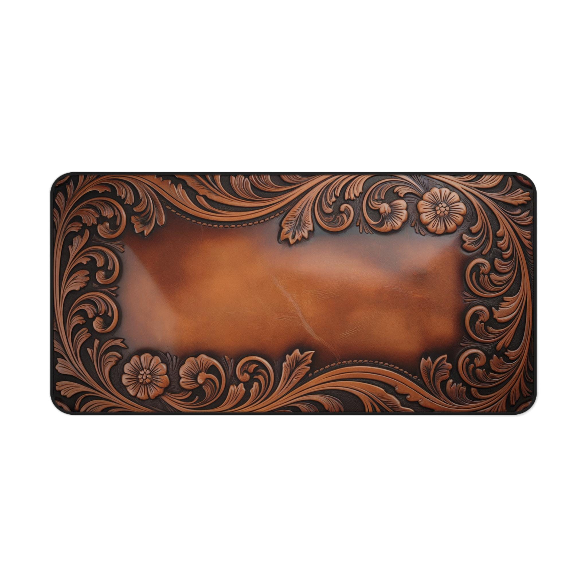 Elegant Tooled Leather Look Desk Mat Office Decor, Gift for ...