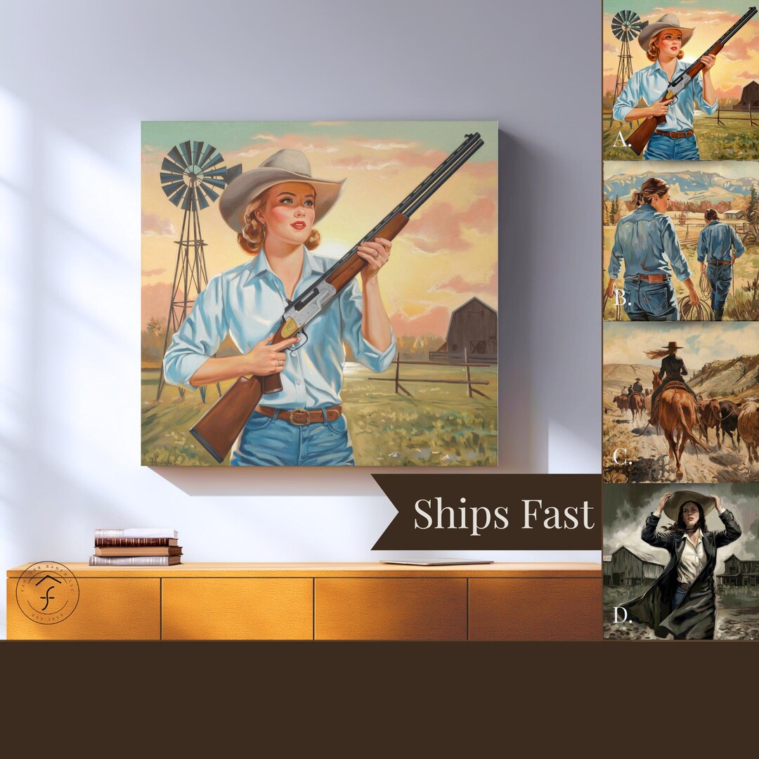 Cowgirl Wall Art Gift for Her Rustic Living Room Western Home Decor ...
