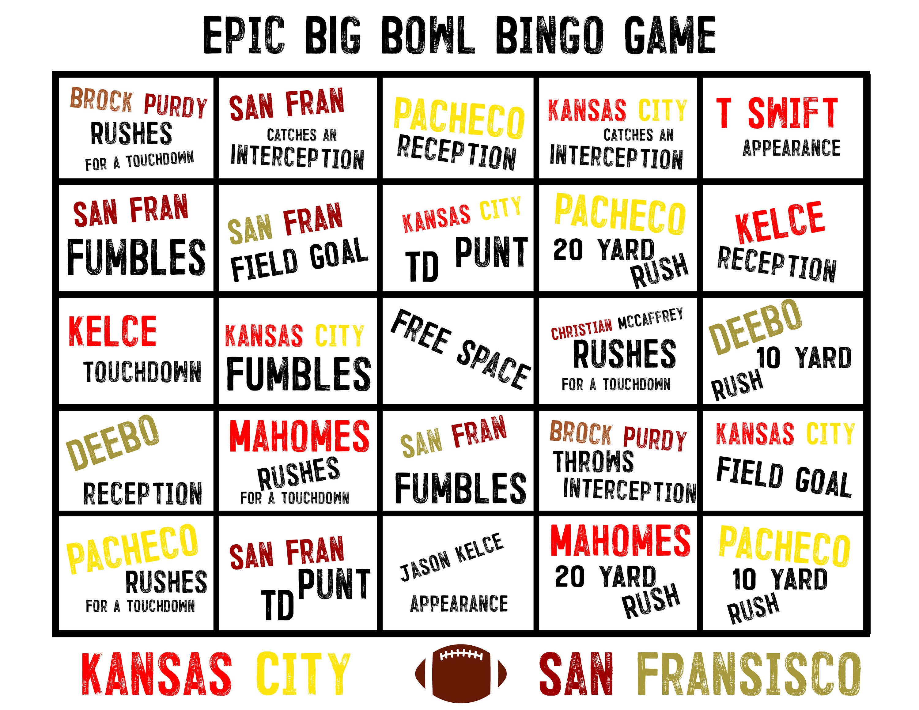 SUPER BIG GAME 2024 Bingo Instant Digital Download 15 Game Cards ...