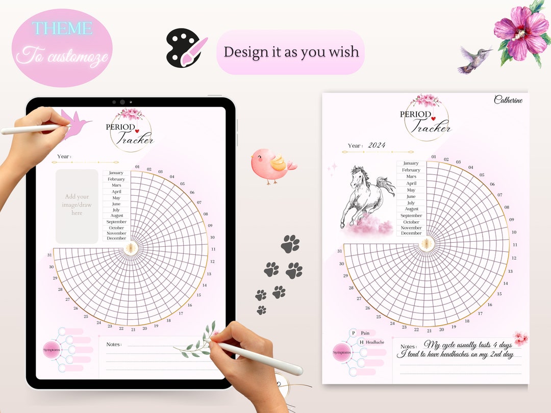 Period Tracker White and Pink Editable on Canva Beautiful Period ...