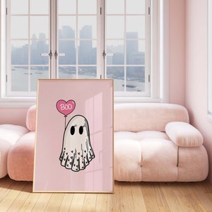 Pink Halloween Ghost Trendy Poster – Digital Download – | Boho ...