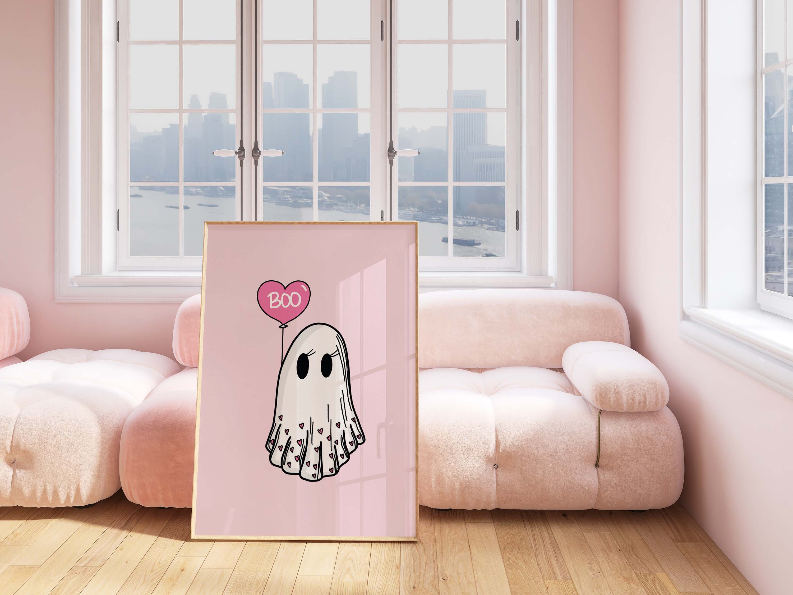 Pink Halloween Ghost Trendy Poster – Digital Download – | Boho ...