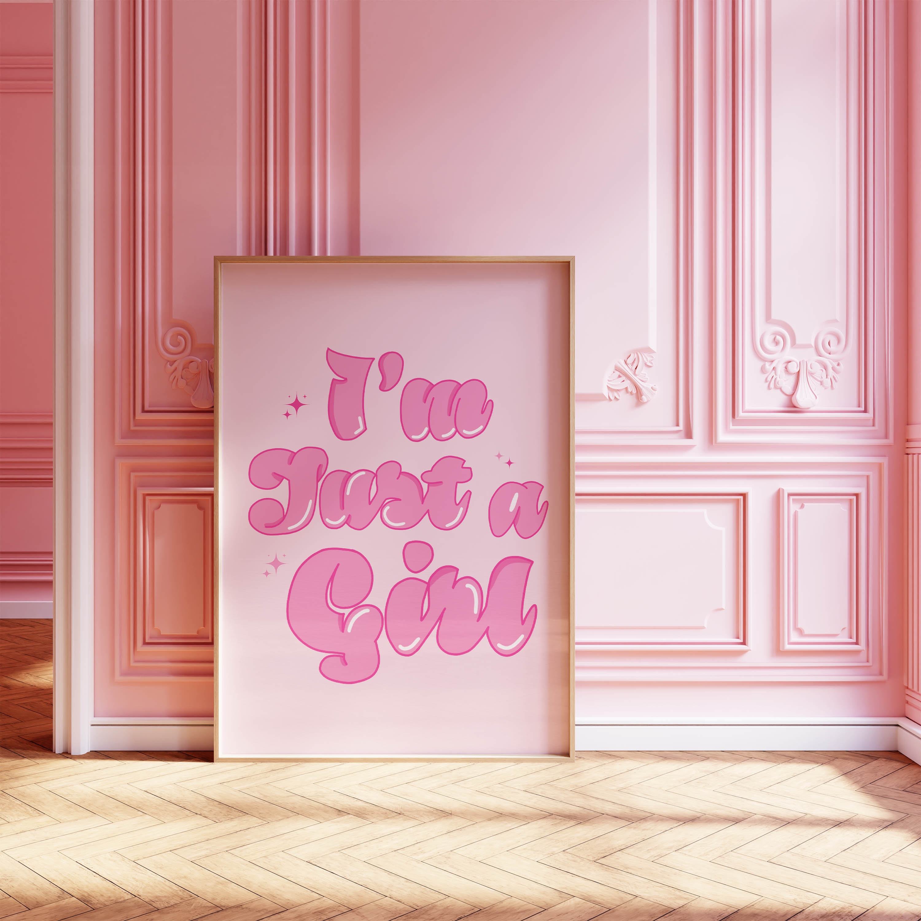 I'm Just a Girl Pink Trendy Poster – Digital Download – | Funky Dorm ...